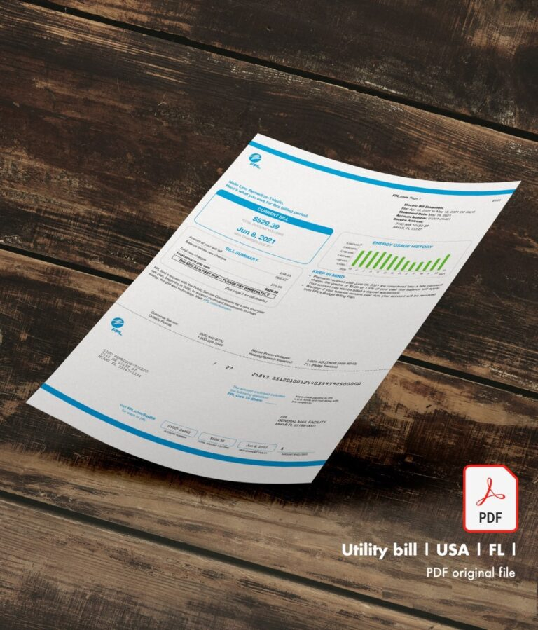Florida FPL Utility Bill Template » JohnWickTemplates.com