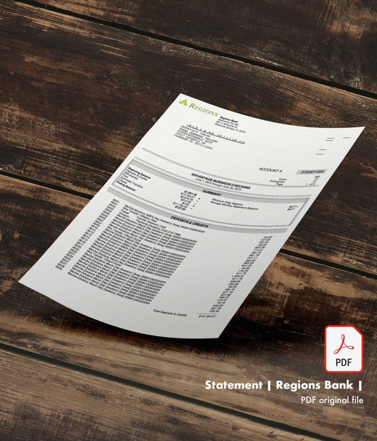 Regions Bank Statement Template | JohnWickTemplates.com