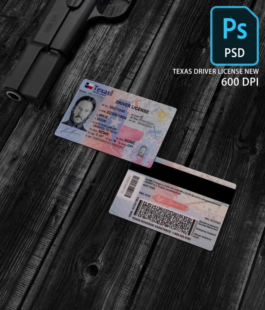 Texas DL Photoshop Template | JohnWickTemplates.com