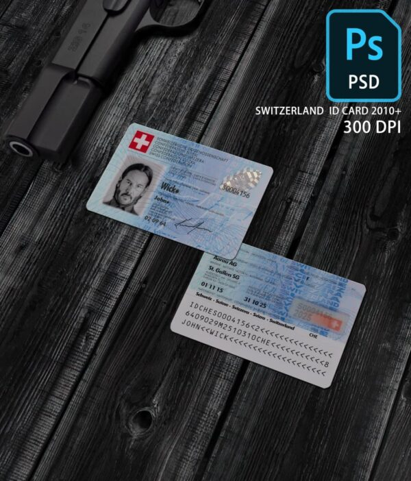 Switzerland ID Card Photoshop Template » JohnWickTemplates.com