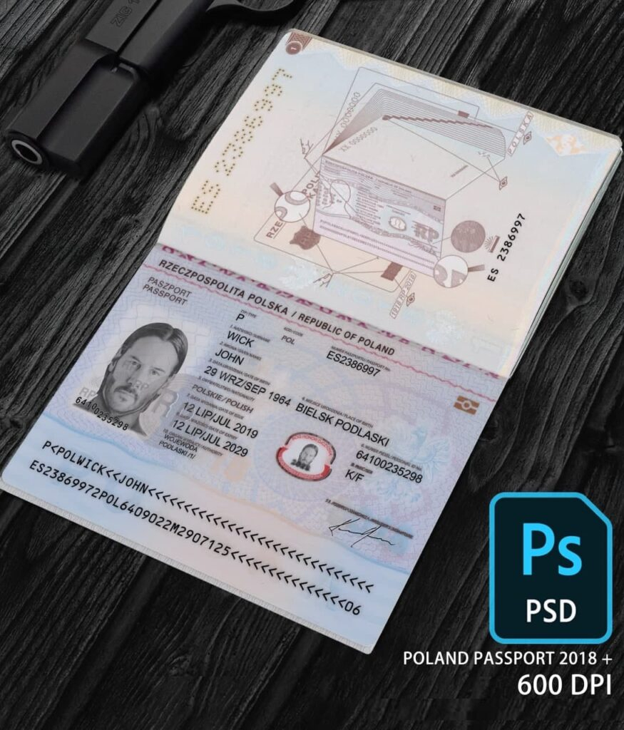 Poland Passport Template PSD | JohnWickTemplates.com